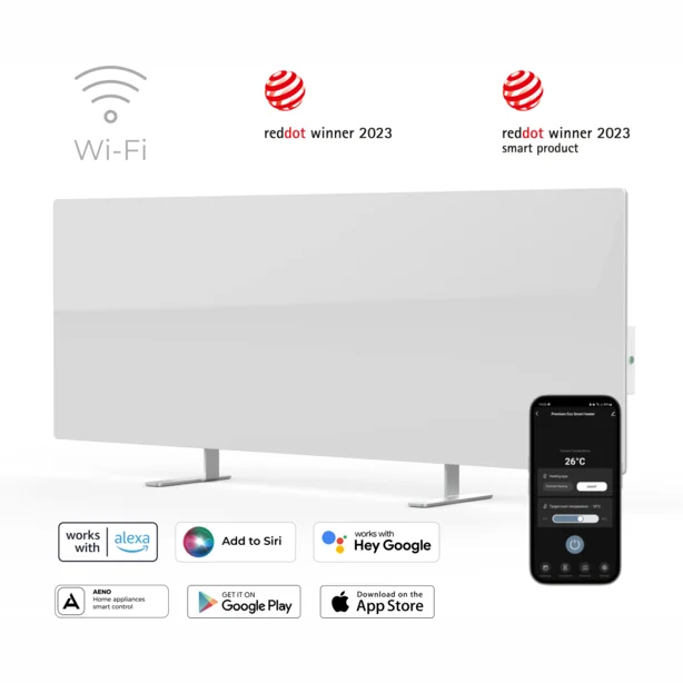 Aeno Premium Eco Smart Heater 700W Tempered glass White